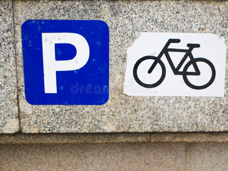 Bicycle Parking Sign. Bicycle Parking Sign Stock Photo - Image of ...
