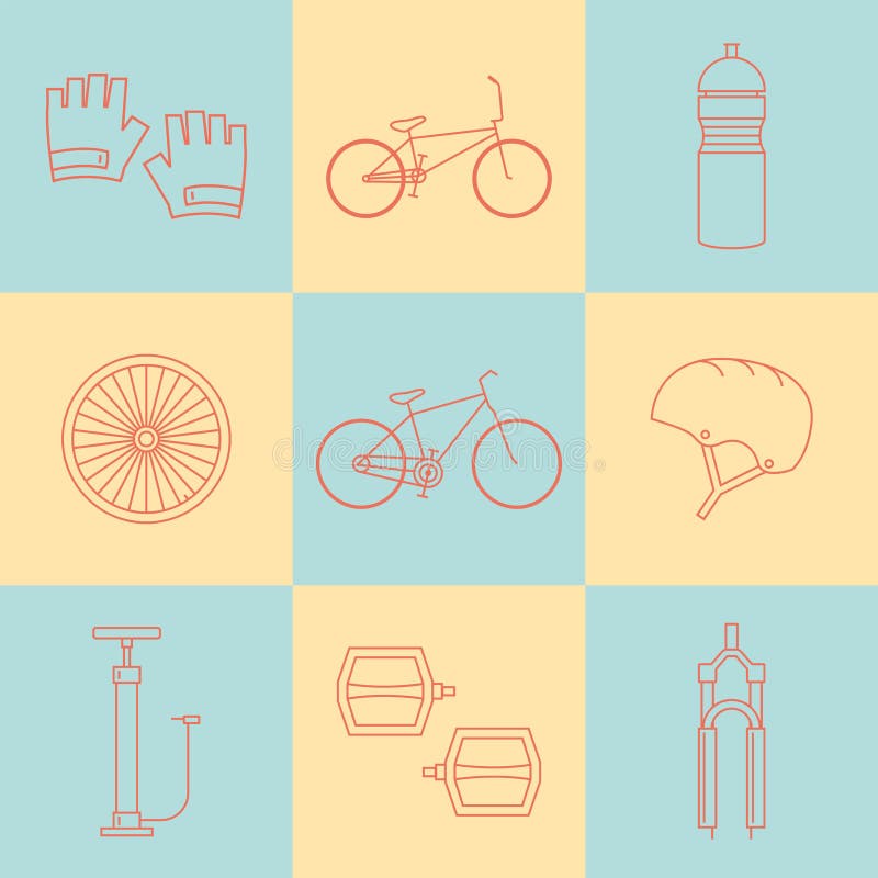 Bicycle Parts and Accessories. Stock Vector - Illustration of icon ...