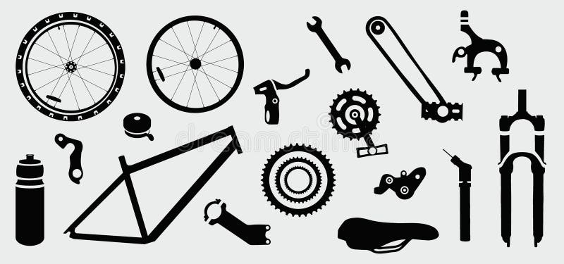 Bicycle parts and gears stock illustration. Illustration of face ...