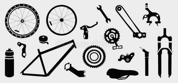 Bicycle parts and gears stock illustration. Illustration of face ...