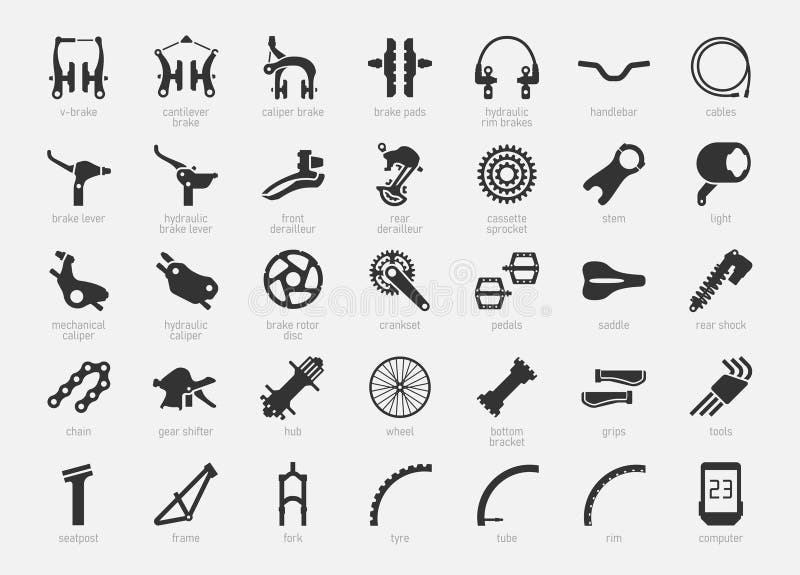 Bicycle Parts Vector Icons stock vector. Illustration of gear - 323054308