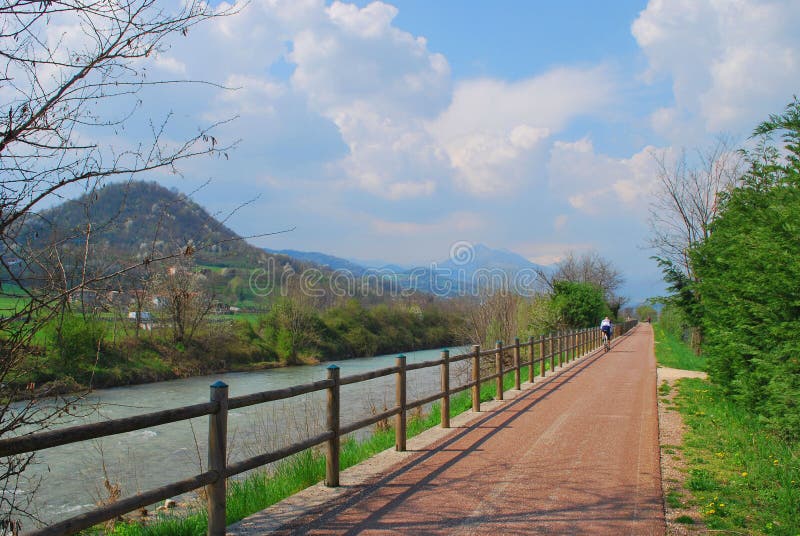 Bicycle Path Along Small River. Picture Image: 9570137