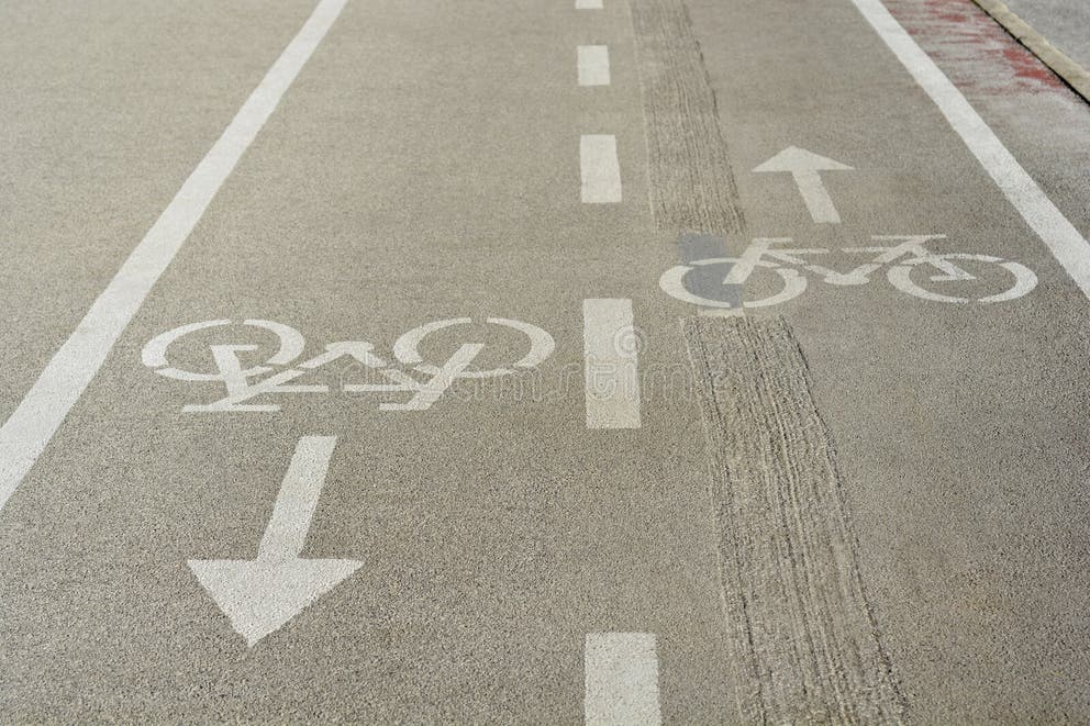 Bicycle path stock photo. Image of lines, traffic, asphalt - 357141858
