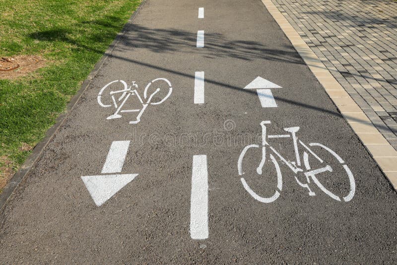 Bicycle Path. Bicycle Lane Sign on a Road. Stock Image - Image of ...