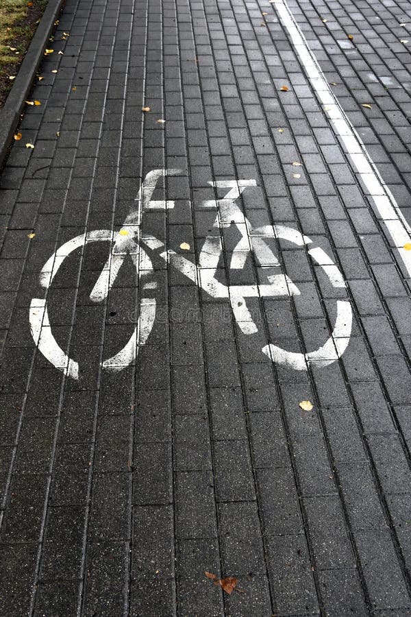 Bicycle Path Marked by Symbol Stock Image - Image of bicycles ...