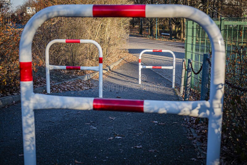 Bicycle path with obstacle stock photo. Image of bicycle - 214150832