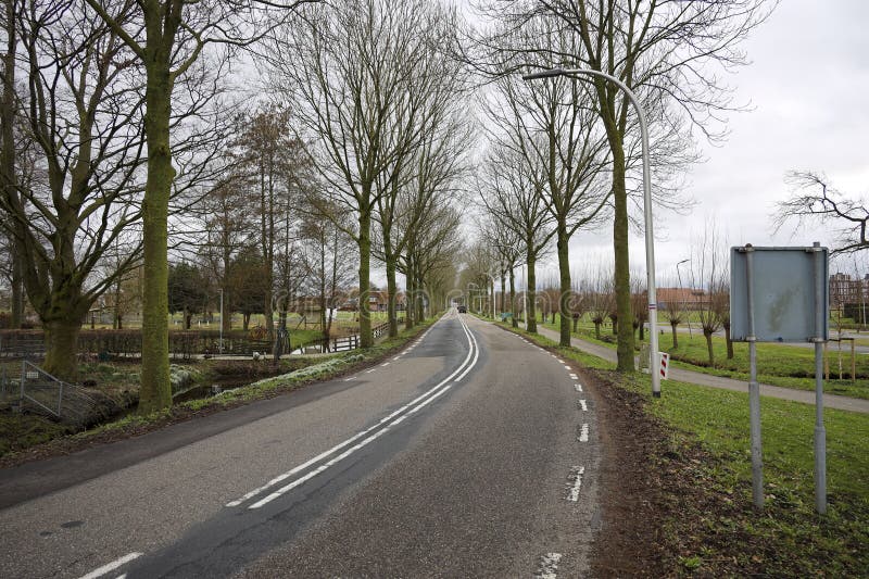Bicycle Path and Road at Middelweg in Moordrecht Stock Image - Image of ...