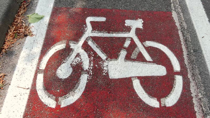 Bicycle Path Sign on Red Asphalt Stock Video - Video of path, safety ...