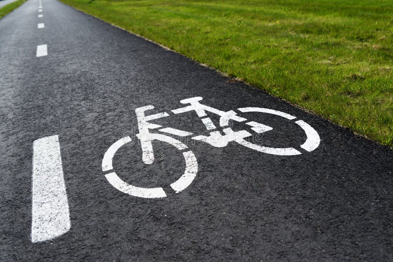 Bicycle Path stock image. Image of marker, grass, bike - 85831111