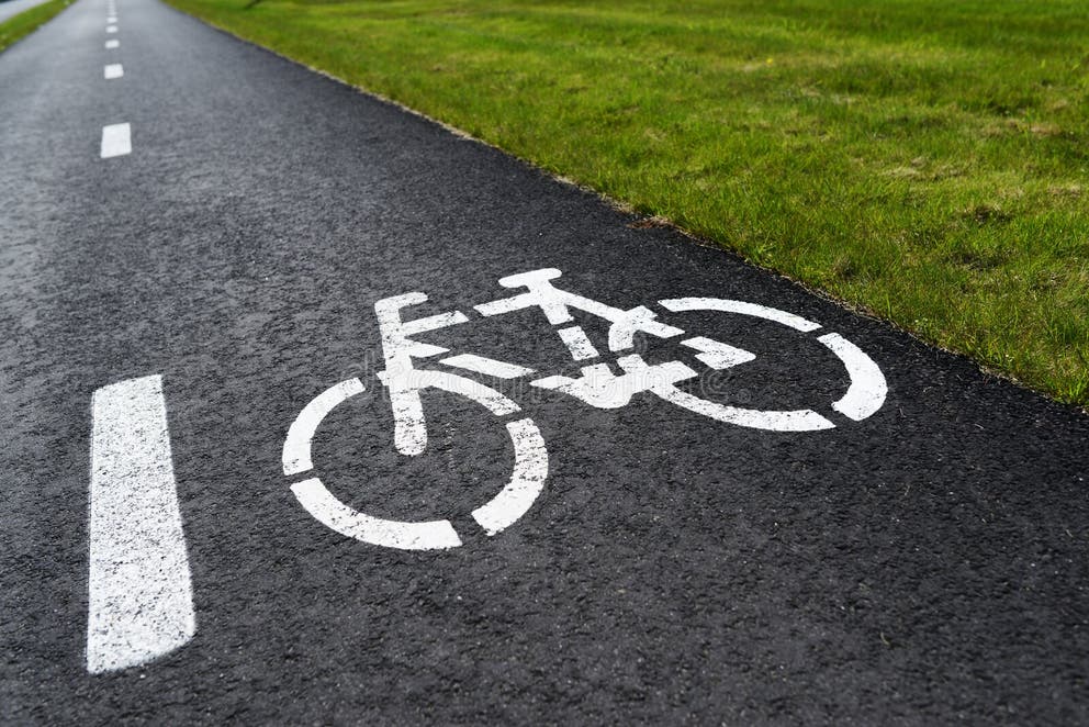 Bicycle Path stock image. Image of marker, grass, bike - 85831111