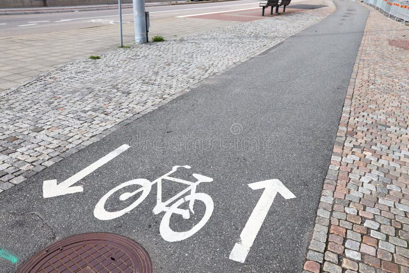 Sweden bicycle path stock photo. Image of cycle, cyclist - 153468750
