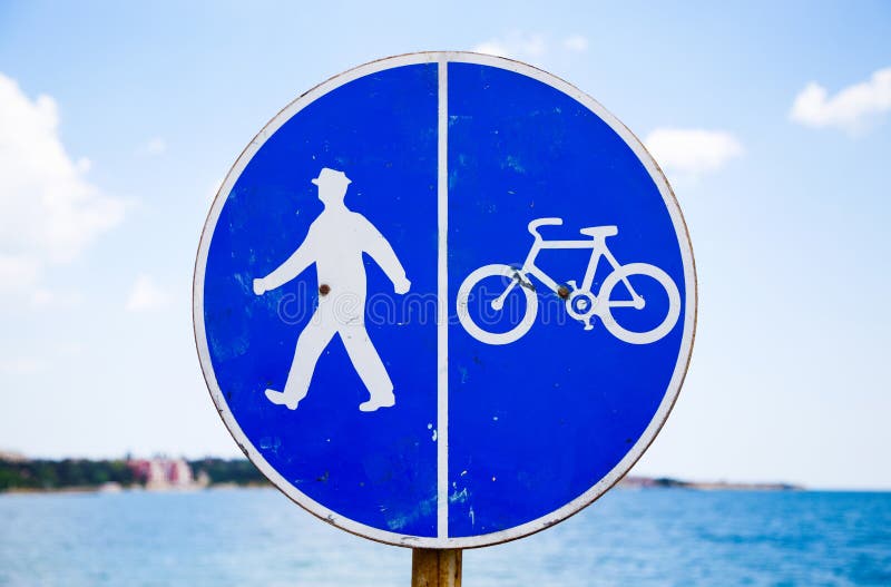 Pedestrian and Bicycle Symbols. Stock Image - Image of pedestrian, park ...