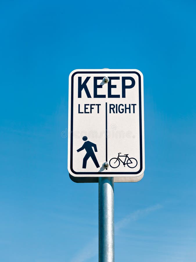 Bicycle and Pedestrian Shared Route Sign on Clear Sky Background Stock ...