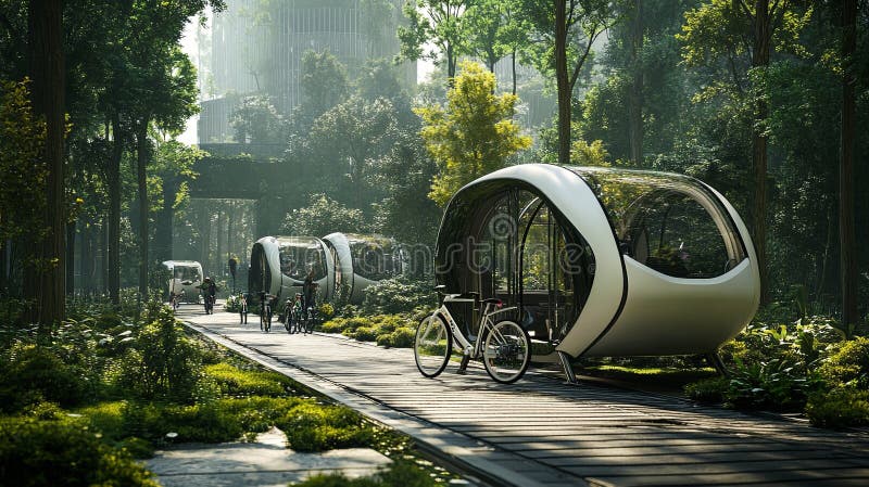 Bicycle-powered Transportation in an Eco-friendly City. Stock Photo ...