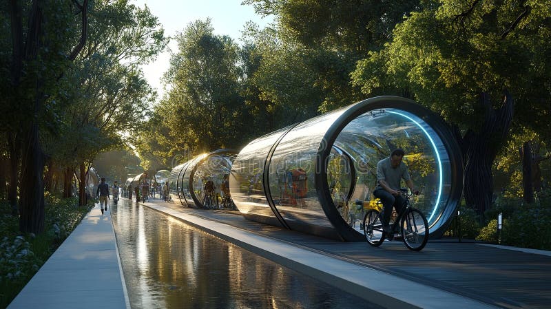 Bicycle-powered Transportation in an Eco-friendly City. Stock Photo ...