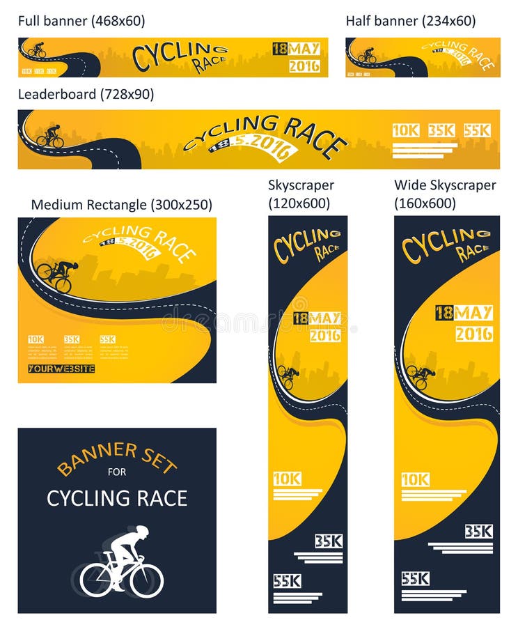 Bicycle Race Event. Different Size Banner Set Stock Vector ...