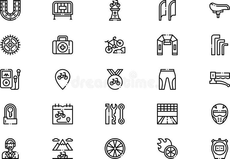 Bicycle Racing Icons Collection is a Vector Illustration with Editable ...