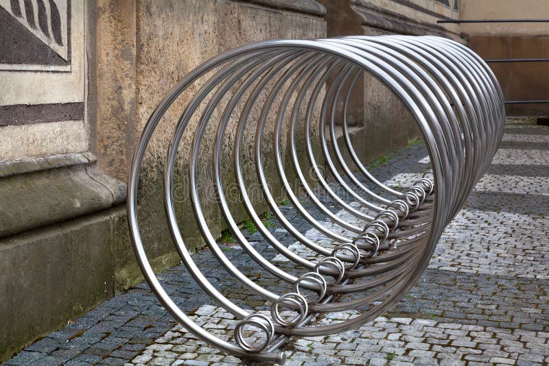 Bicycle Rack Made of Stainless Steel Stock Photo - Image of prague ...