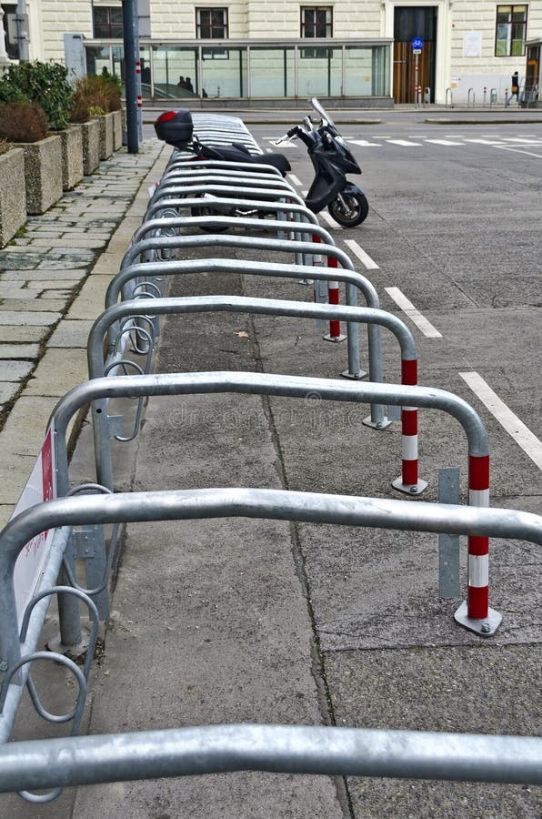 Bicycle racks stock photo. Image of bike, public, park - 69057340