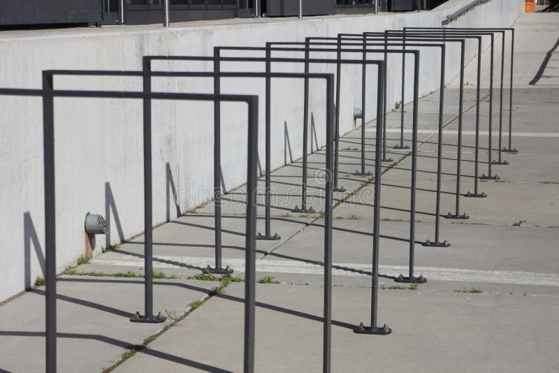 Bicycle railings stock image. Image of mobility, urban - 63702467