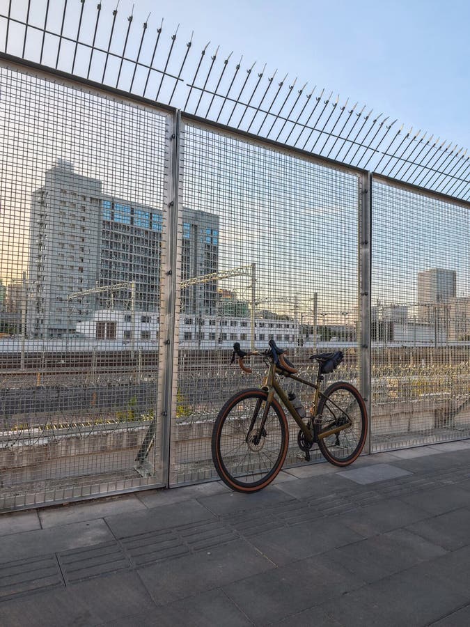 Bicycle with Railway Track in City Stock Photo - Image of mode ...