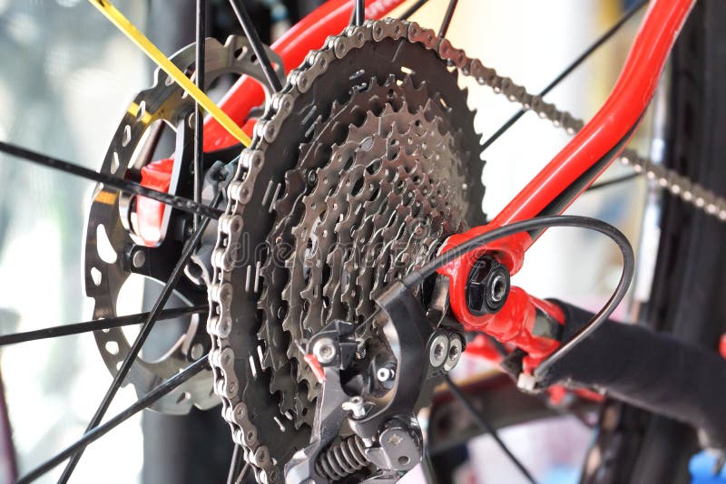 Rear MTB Cassette with Chain Stock Photo - Image of cycling, metal ...