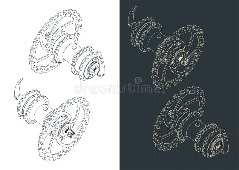 Bicycle Rear Hub Isometric Blueprints Stock Vector - Illustration of ...