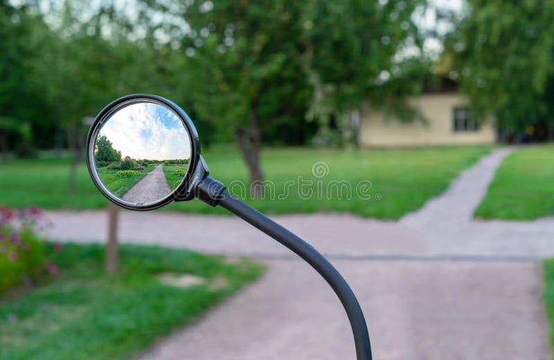 Bicycle Rear View Mirror with Nature Reflection Stock Image - Image of ...