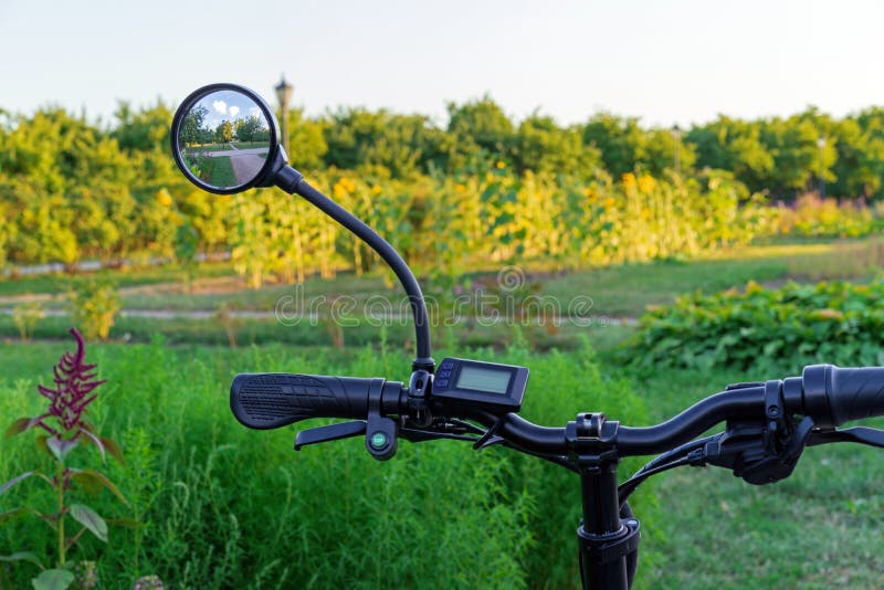 Bicycle Rear View Mirror with Nature Reflection Stock Photo - Image of ...
