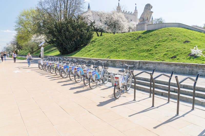 Bicycle for Rent in Lublin. Editorial Stock Image - Image of recreation ...