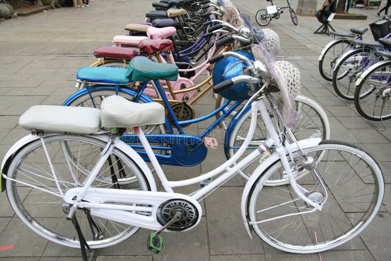 Bicycle rental in Jakarta stock image. Image of indonesia - 16624245
