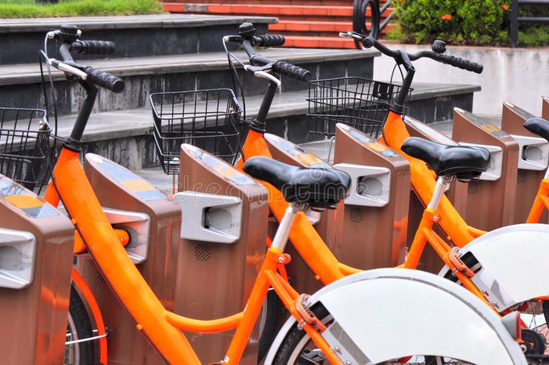Bicycle rental station stock photo. Image of exercise - 21274644