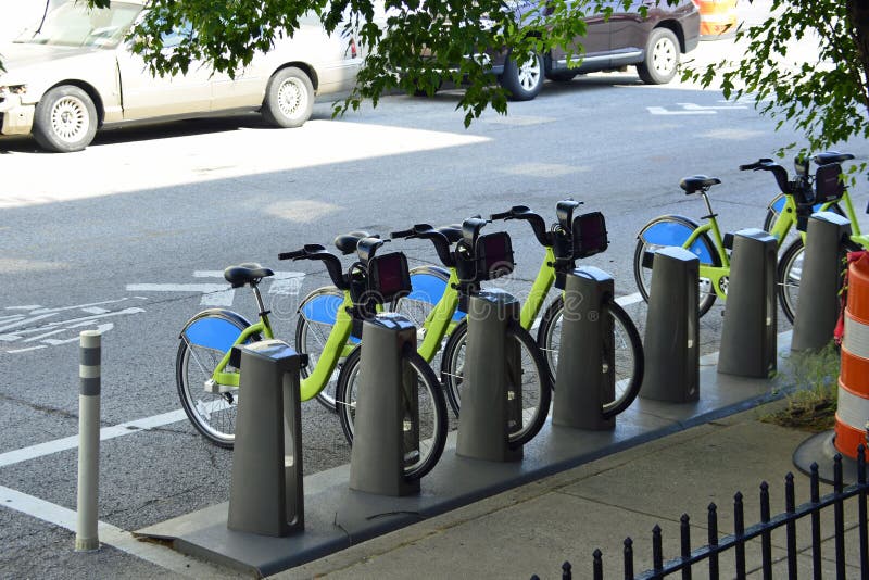 Bicycle rental station stock photo. Image of grey, biking - 123001904