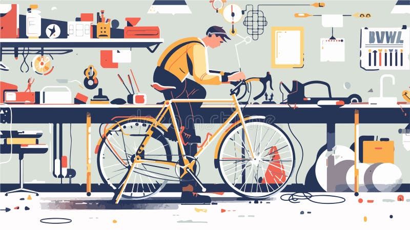 Professional Bicycle Repair Workshop: Mechanic Working on Bike Stock ...
