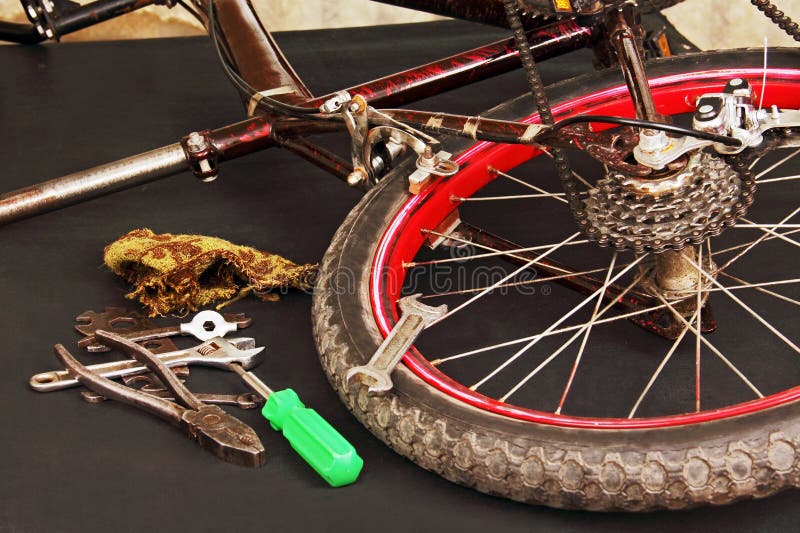 Bicycle repair, close-up stock photo. Image of professional - 24414260