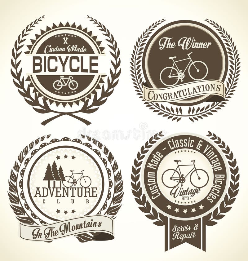 Bicycle Retro Vintage Badge Collection Stock Illustration ...