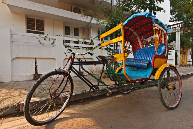 Bicycle rickshaw stock image. Image of colors, india - 15598843