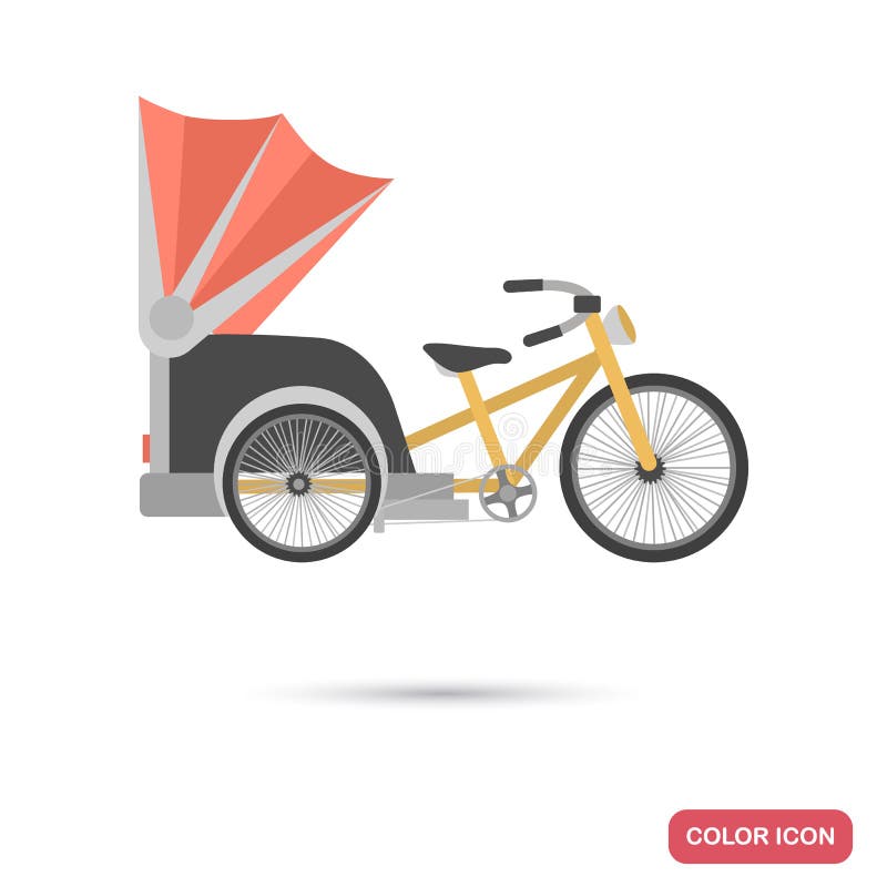 Bicycle Rickshaw Color Flat Icon Stock Vector - Illustration of yellow ...