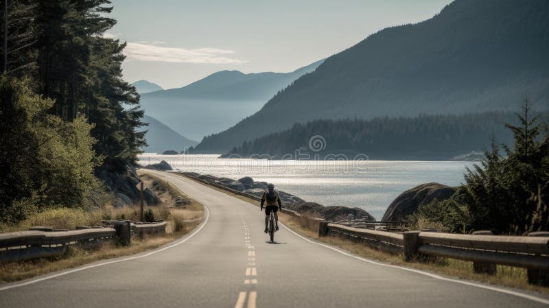Bicycle Ride Along the Coastal Highway. Biking on the Cliffs Above the ...