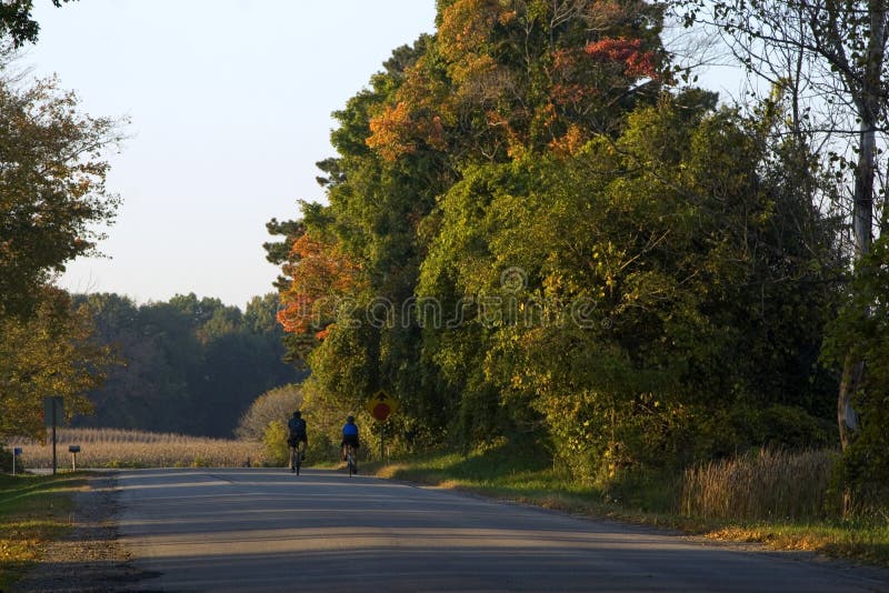 Bicycle on a Country Road at Sunset Stock Photo - Image of blue, path ...