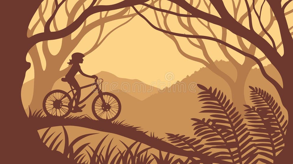 Bicycle Ride through Dense Forest, Vector Design Generative AI Stock ...