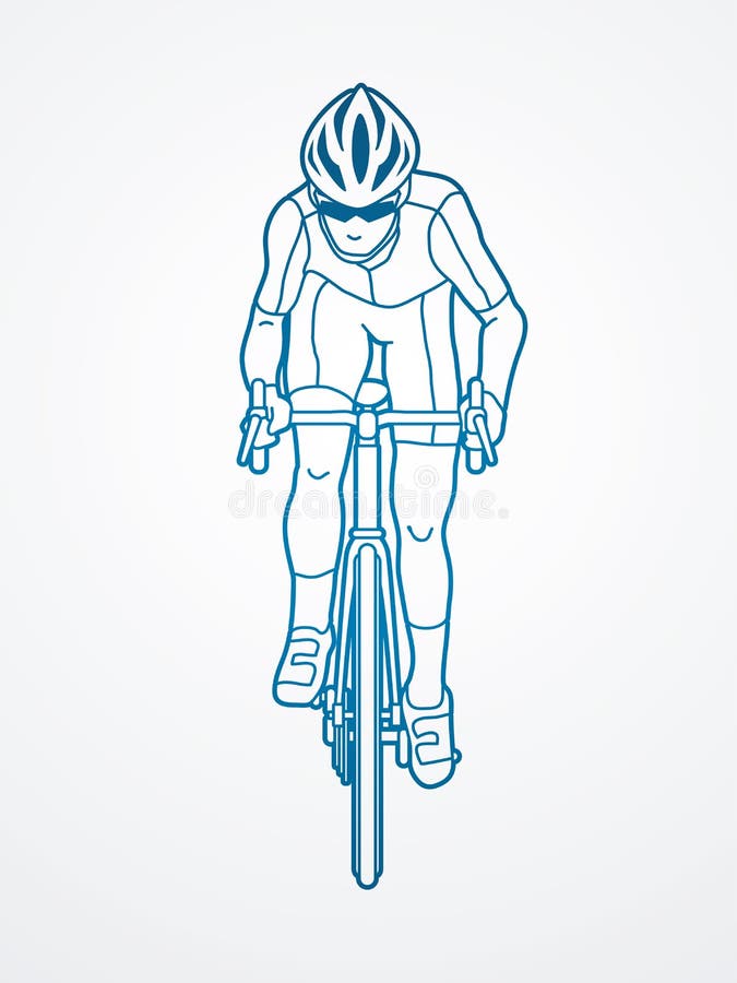 Man On Bicycle Front View Vector Illustration. Stock Vector ...