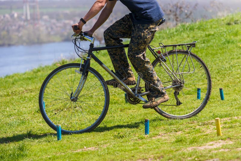 Cycling obstacle course stock photo. Image of bicyclist - 119708028