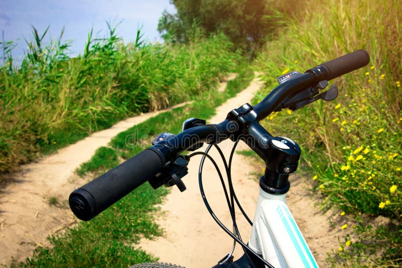 Bicycle on the road stock photo. Image of grass, ride - 75869776