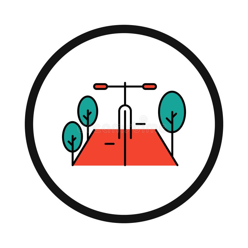 Bicycle, Road, Green Road, Tree, Fast Cycling Riding Icon Stock Vector ...