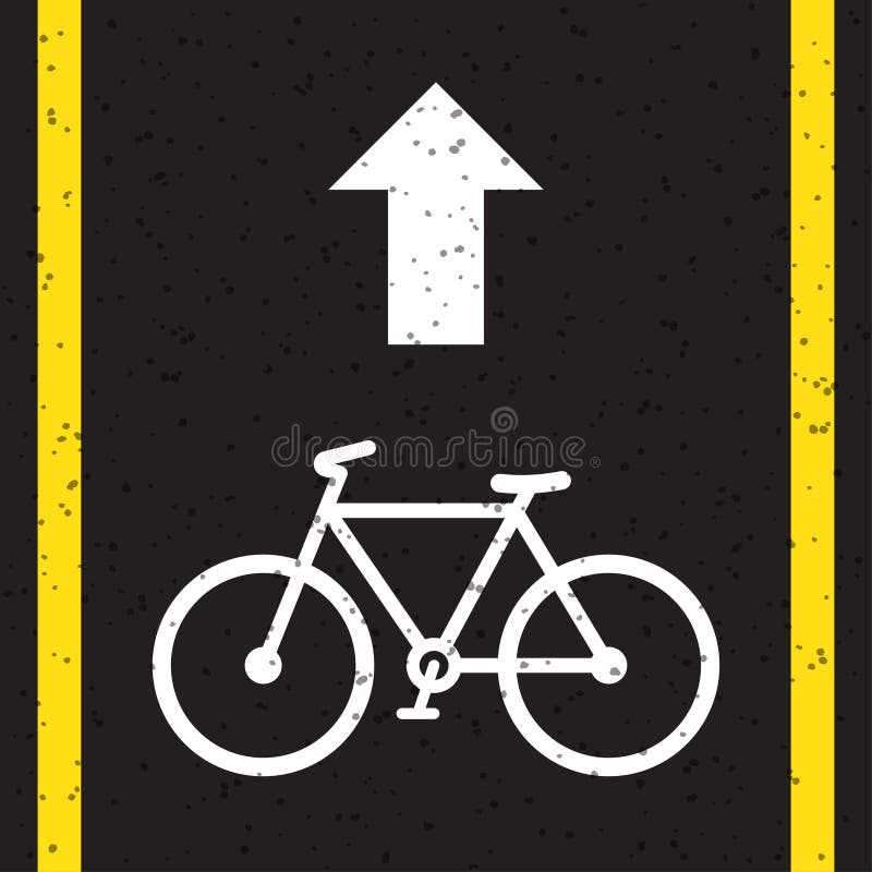 Bicycle Road Sign and Arrow Stock Vector - Illustration of sidewalk ...
