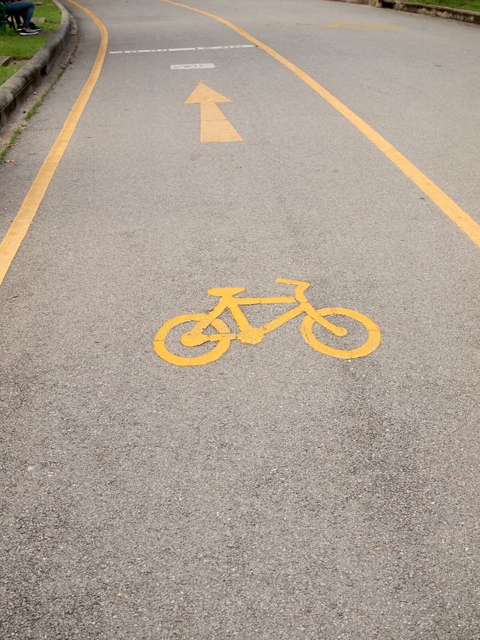 Bicycle Road Sign Painted on the Pavement Stock Photo - Image of health ...
