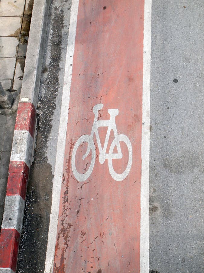Bicycle road sign painted stock photo. Image of pathway - 62565982