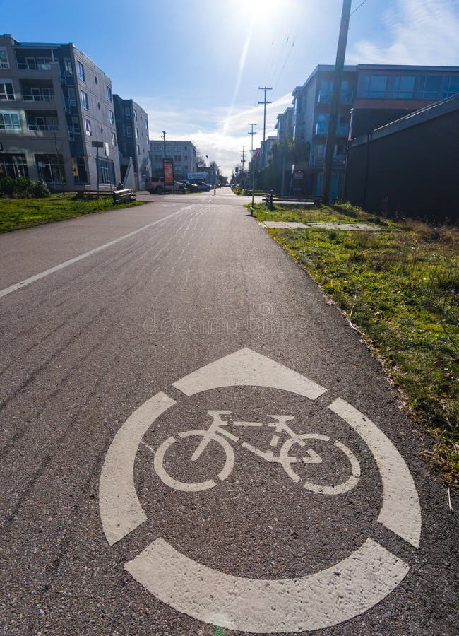 Bicycle Road Sign Painted on the Pavement. Bicycle Lane,Bicycle Sign on ...