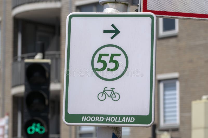 Bicycle Route 55 Sign at Diemen the Netherlands 31-5-2023 Editorial ...